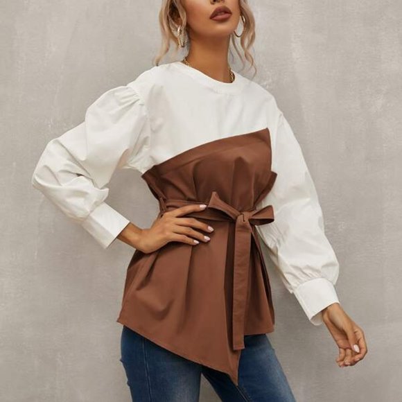Tops | Chic And Timeless Colorblock 2 Toned Blouse Top | Poshmark